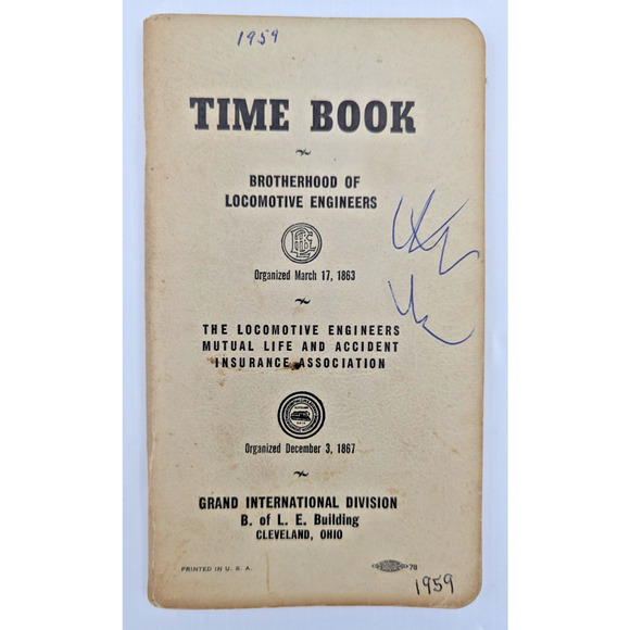 Other | Vintage Railroad Employee Time Book Brotherhood Of Locomotive ...